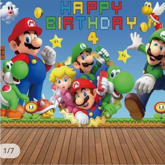 Party Supplies | Game Super Mario Backdrops For Photo Customize Happy ...